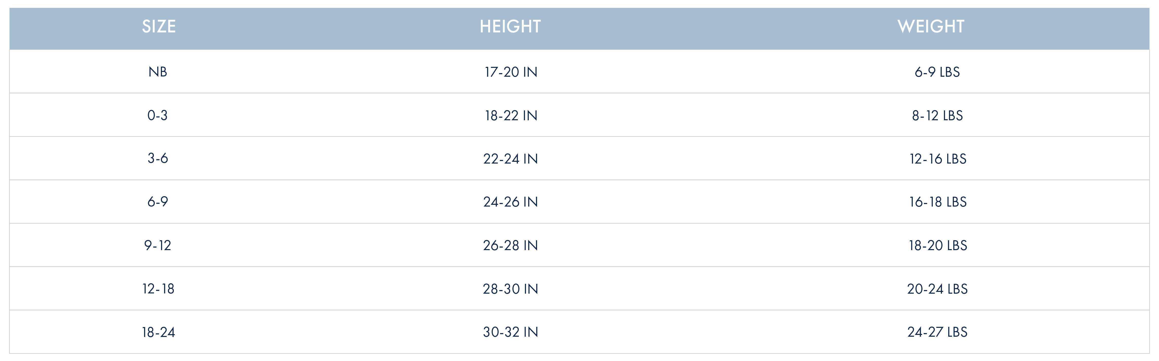 Two-Piece Pajama Size Chart – Joy Street