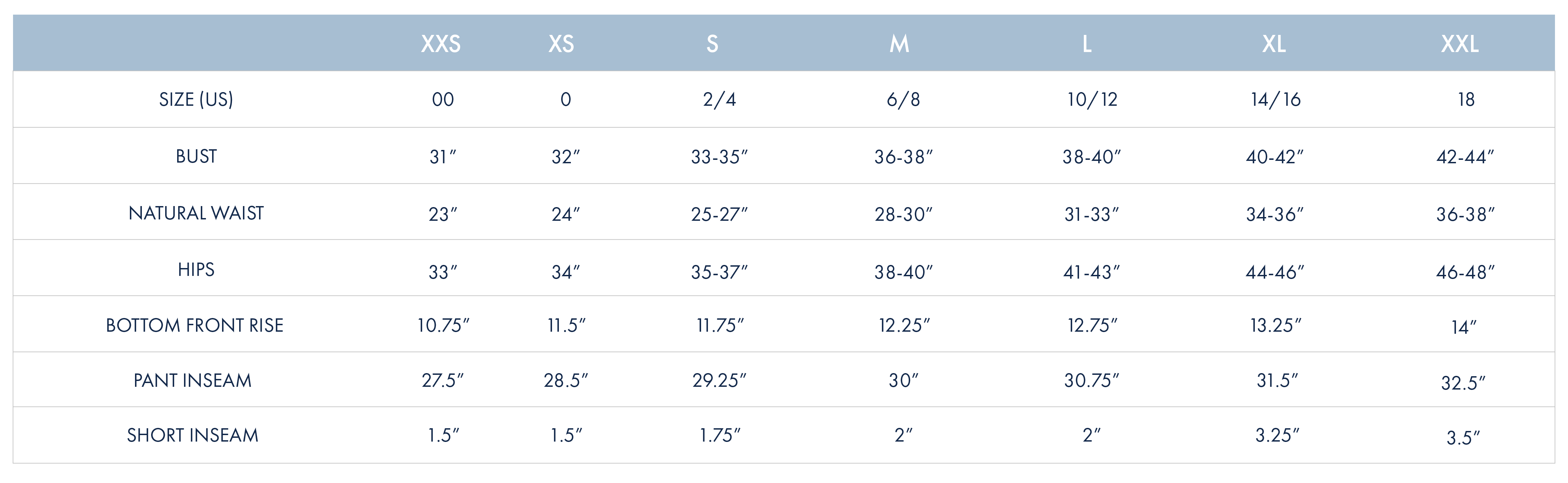 Two-Piece Pajama Size Chart – Joy Street